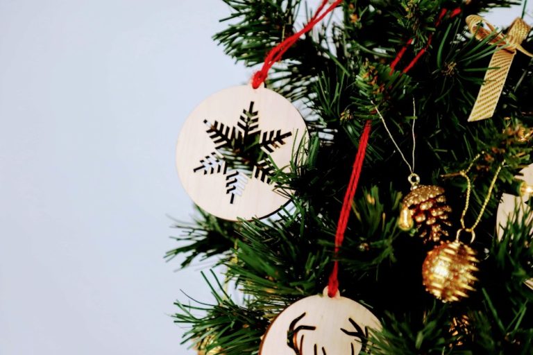 Set of Five Wood Cutout Christmas Ornaments - Havoly